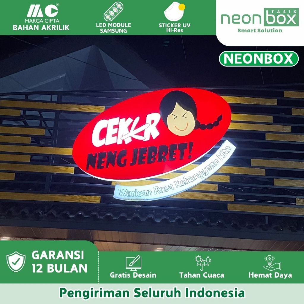 Jual Neon Box Frameless Full Akrilik / Neon Box Tanpa Frame 1 Satu Muka ...