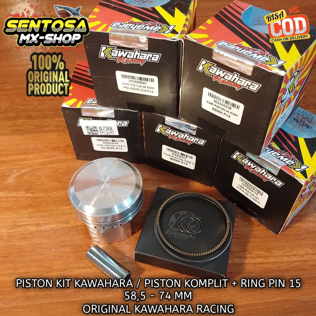 Jual PISTON KIT KAWAHARA PIN 15 JENONG MENTAH DIAMETER 58.5/59/60/64/66 ...