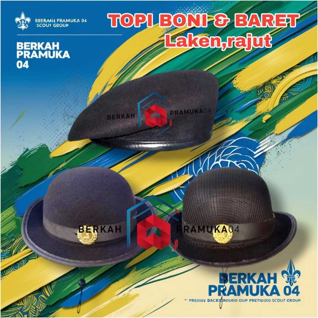 Jual Topi Boni Pramuka / Topi Baret Pramuka Laken / Topi Baret coklat ...