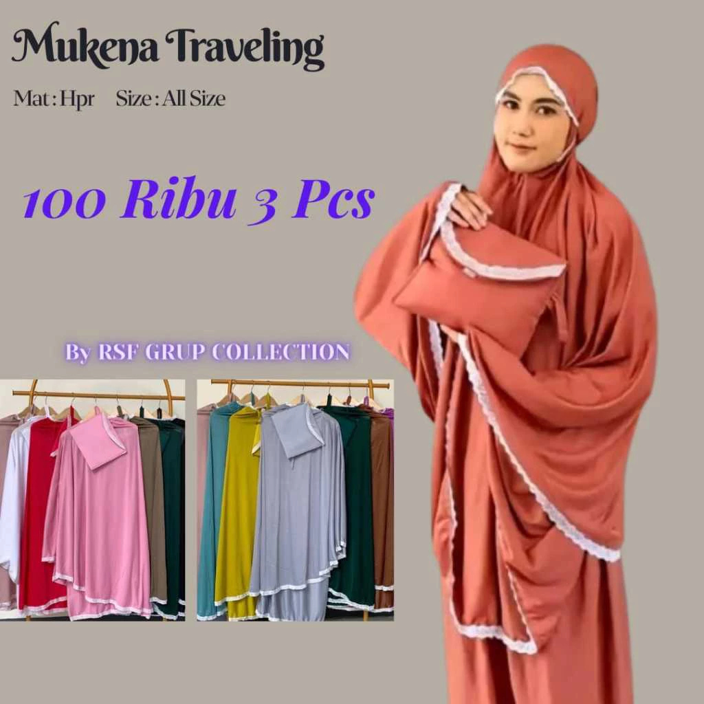 Jual ( 3 PCS ) MUKENA DEWASA TRAVELING LEBARAN Fashion Muslimah Mukena ...