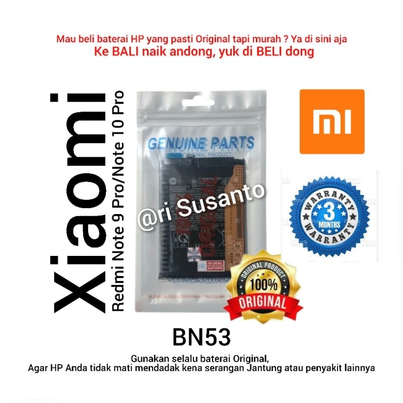 Jual Baterai Xiaomi Redmi Note 9 Pro / Note 10 Pro BN53 Asli (Original ...