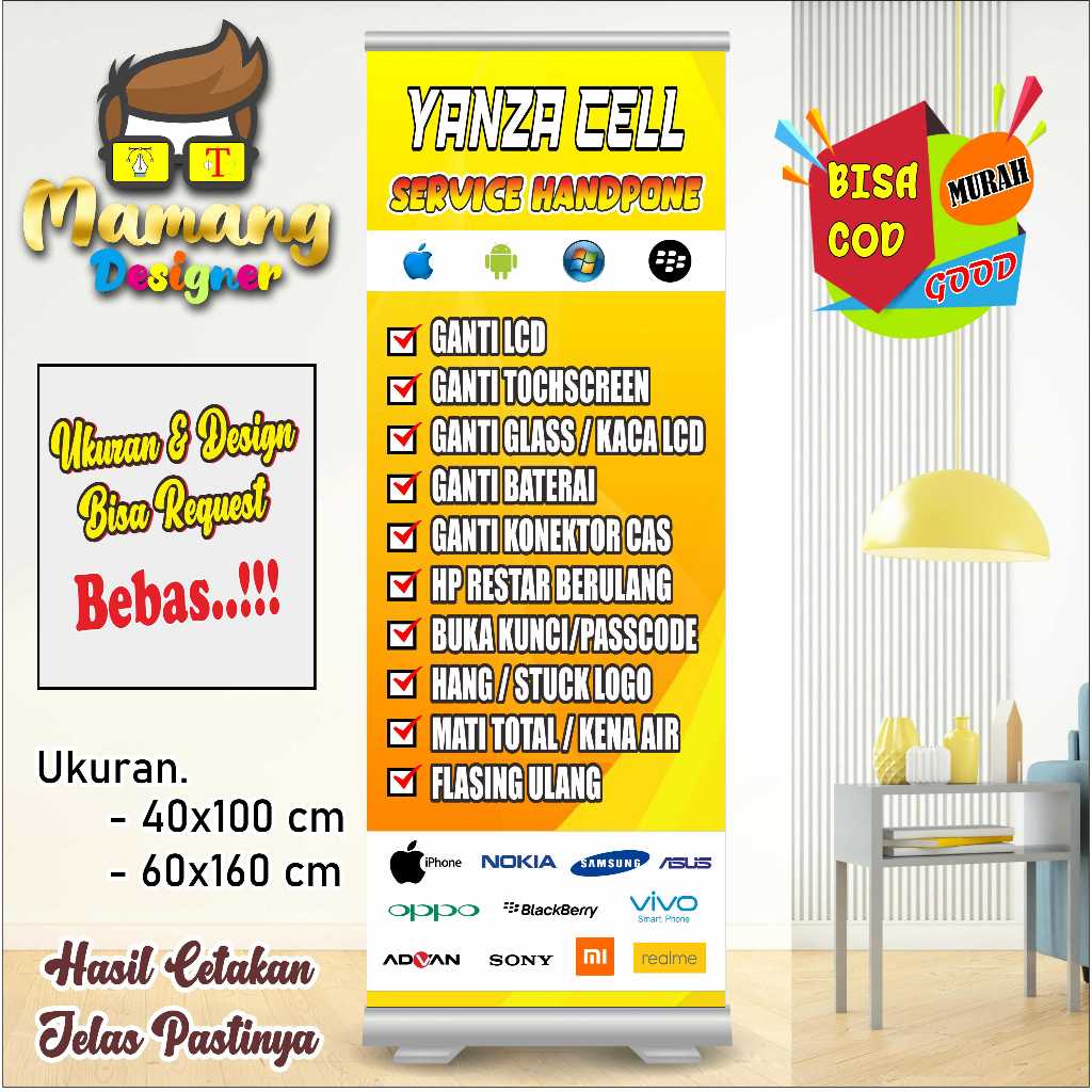 Jual Cetak Banner Spanduk Kuning Service Hp Bahan Kuat | Shopee Indonesia