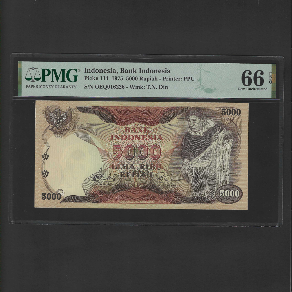 Jual PMG 66 EPQ Indonesia Lima Ribu Rupiah Tahun 1975 Nomor Seri OEQ 016226 | Shopee Indonesia