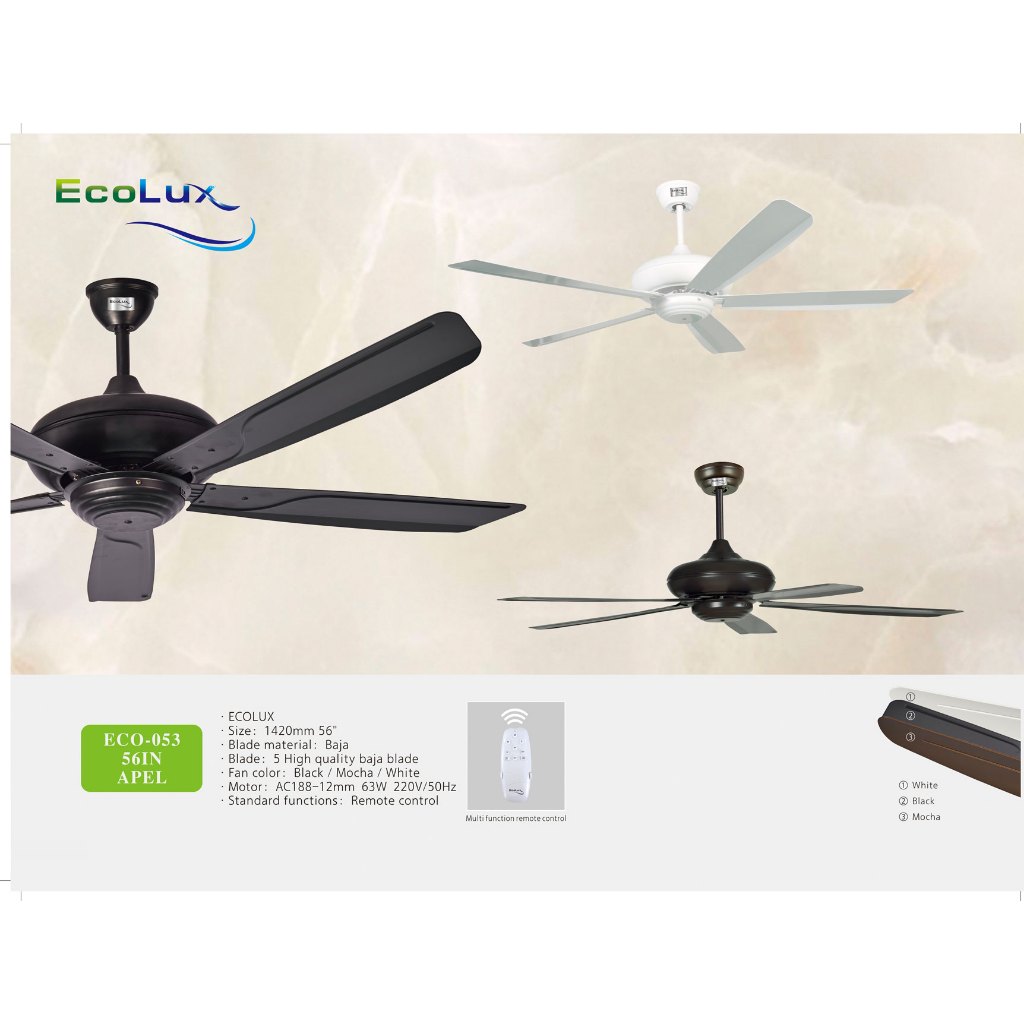 Jual Ceiling Fan / Kipas Angin Plafon ECOLUX Tipe ECO-053 APEL 56" 5 ...