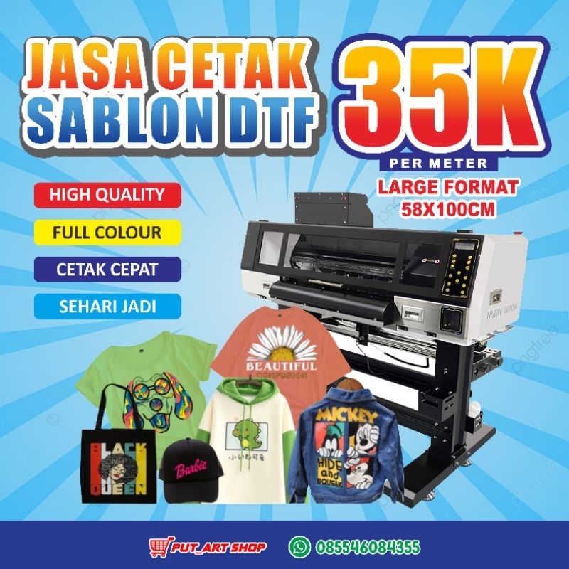 Jual JASA CETAK SABLON DTF Printing ukuran Meteran | Shopee Indonesia