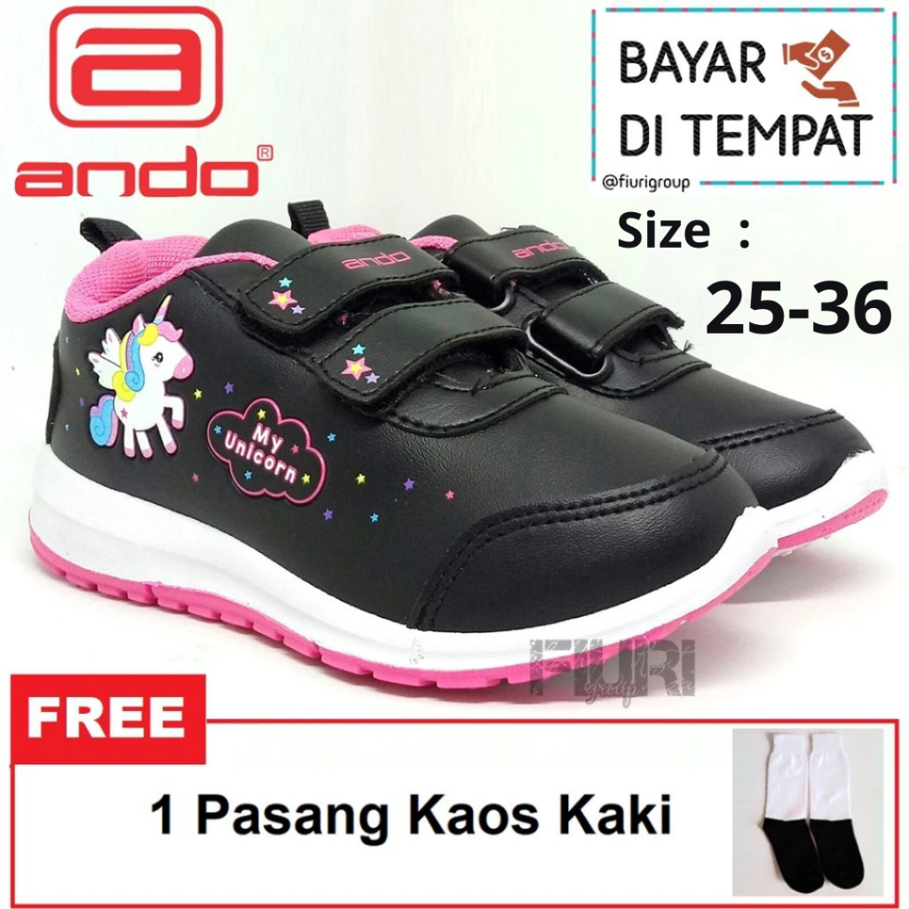 Jual FIURI - ANDO ORIGINAL - MINICORN PEREKAT 25-36 HITAM PINK - SEPATU SNEAKERS KANVAS SOL ...