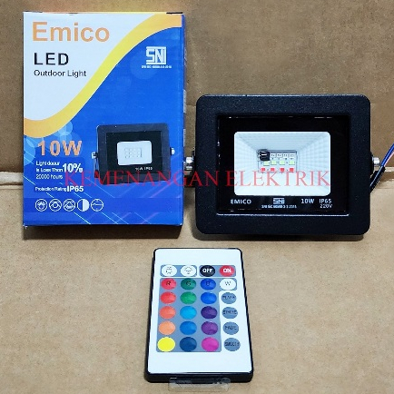 Jual EMICO LAMPU SOROT TEMBAK LED SMD 10 WATT RGB 10W 220V OUTDOOR / FLOOD LIGHT WARNA WARNI ...