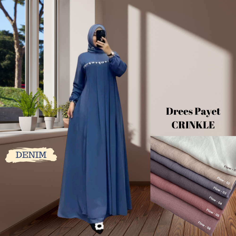 Jual Gamis Maryam Variasi Payet Mutiara Mewah Bahan Crinkle Air flow ...