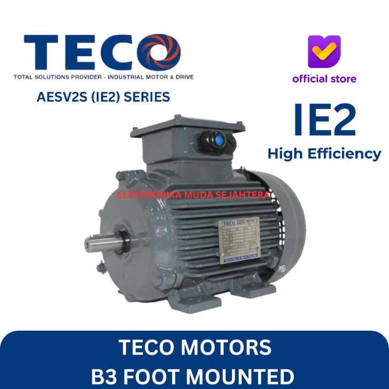Jual TECO IE2 Dinamo Motor 1.5KW / 2HP 3Phase 220V/380V B3 Foot | Shopee Indonesia