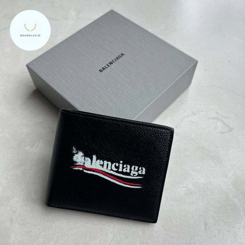 Jual Balenciaga cash square bifold wallet in black grained calfskin 8cc ...