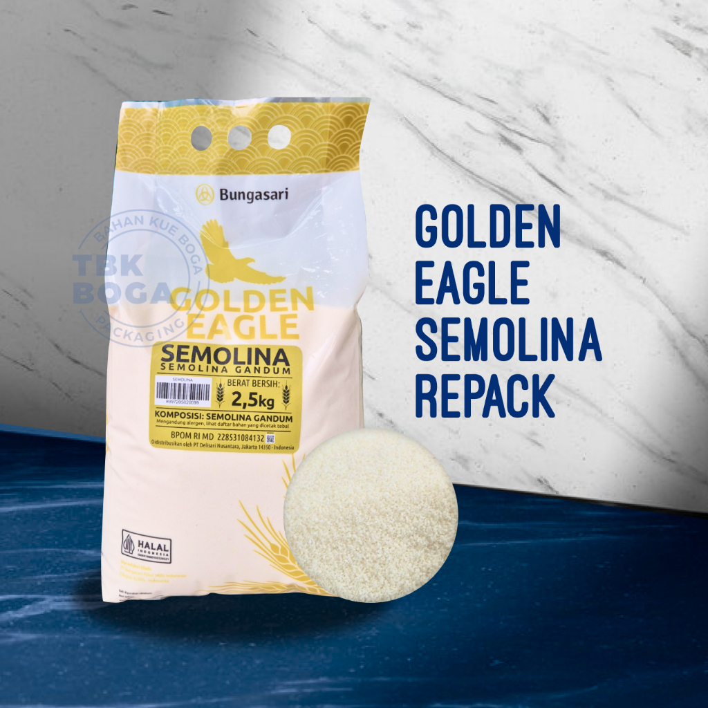 Jual ( Repack ) Golden Eagle Semolina ( 500 gr ) Tepung Gandum Protein ...