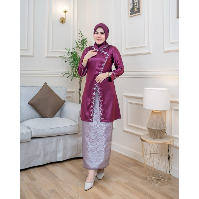 Jual Kebaya Modern/Kebaya Janggan Payet mix songket/Tunik janggan ...