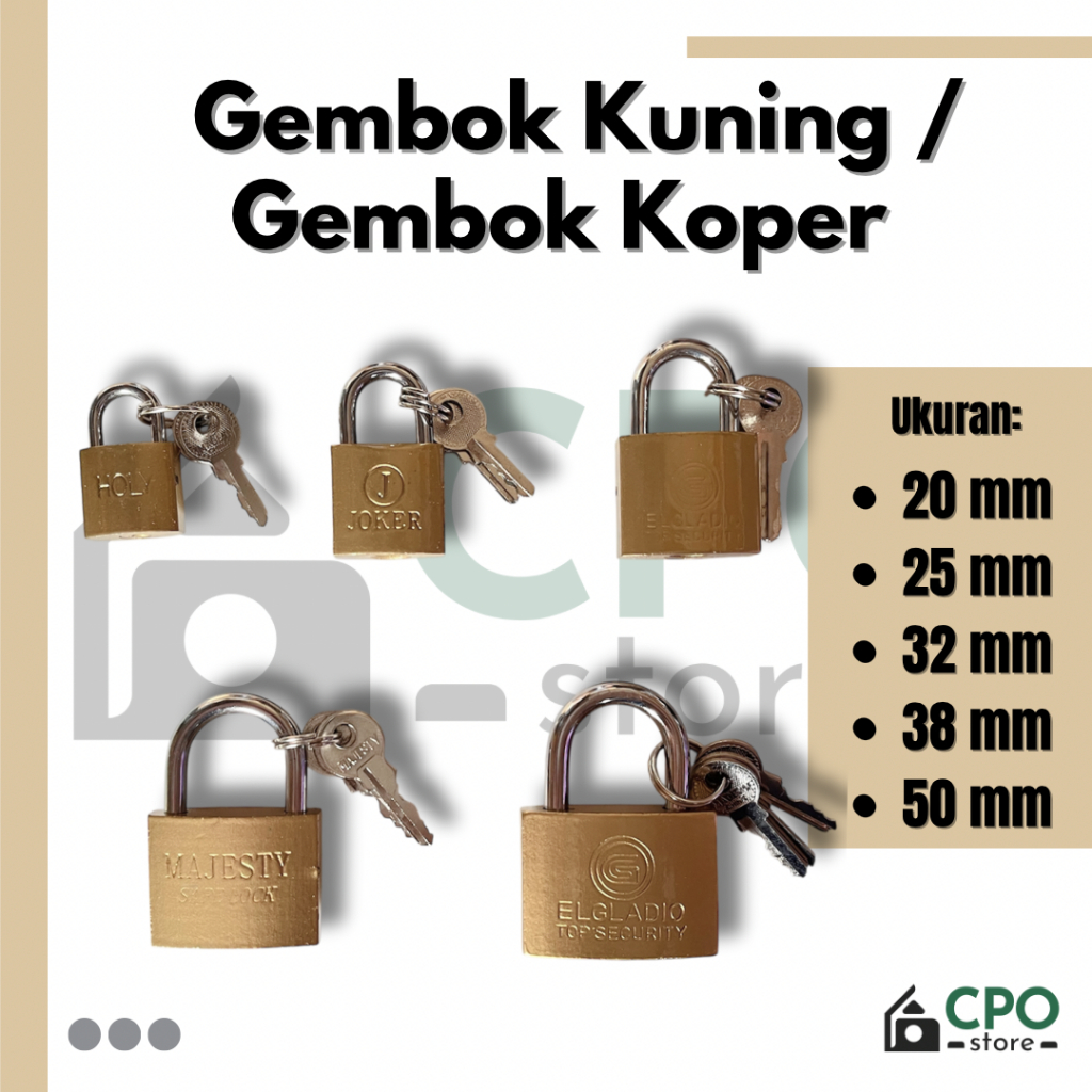 Jual Gembok Kuning / Gembok Koper Ukuran 20mm - 50mm KUNING | Shopee ...
