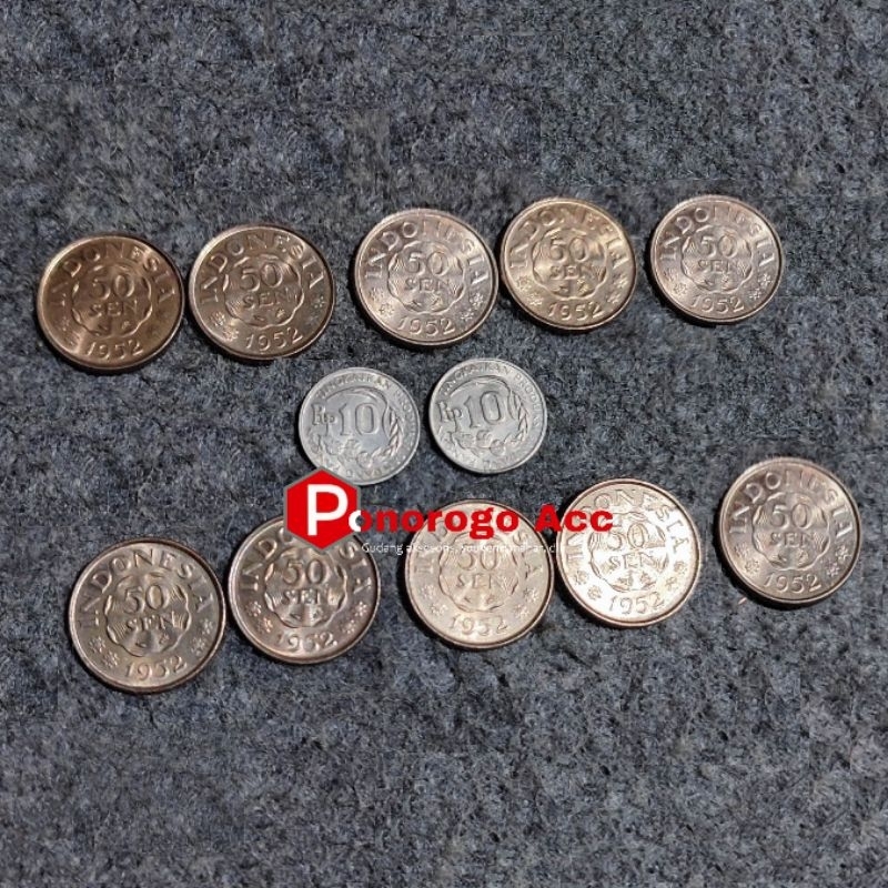 Jual (KINCLONG/ASLI) Paket uang kuno 25 rupiah seri ekonomis harga murah 50 sen dan 10 rupiah ...