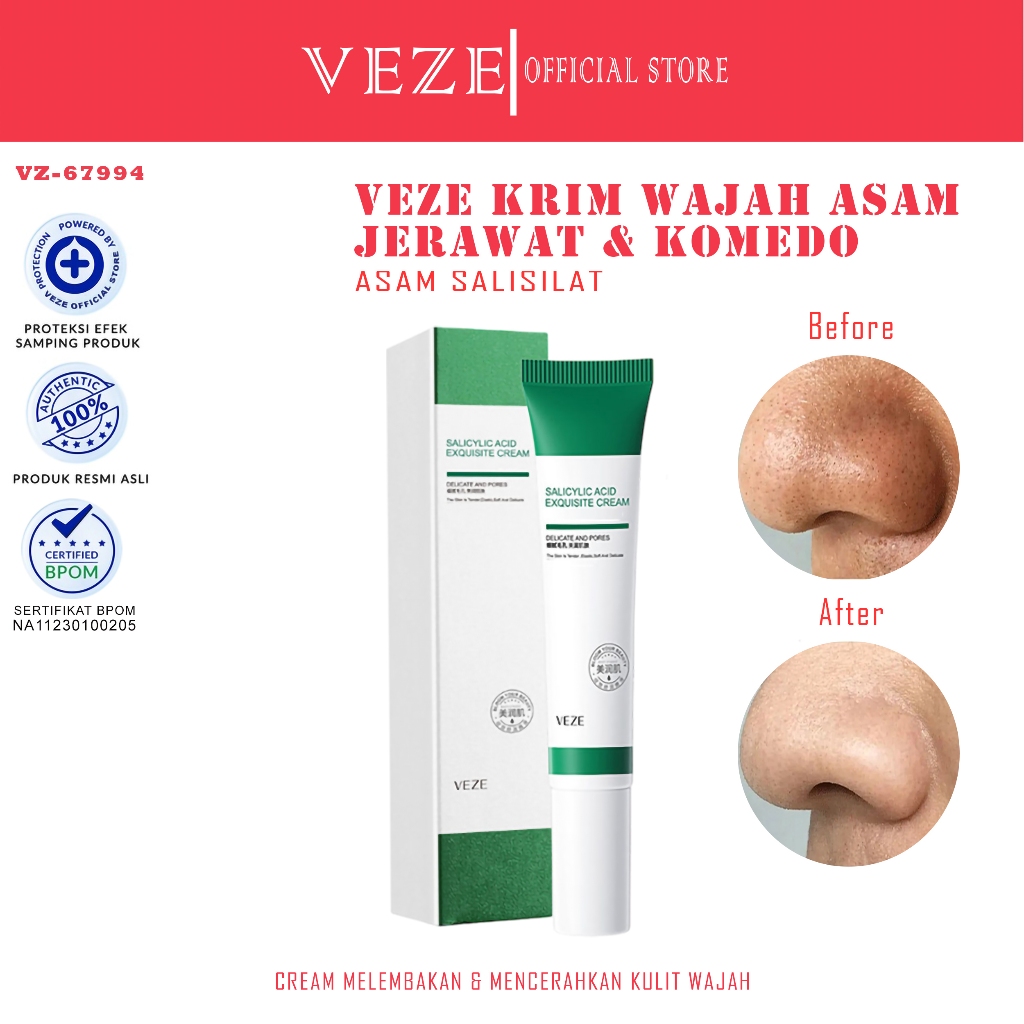 Jual [BPOM] - VEZE Krim Wajah Asam Salisilat Penghilang Jerawat Komedo ...