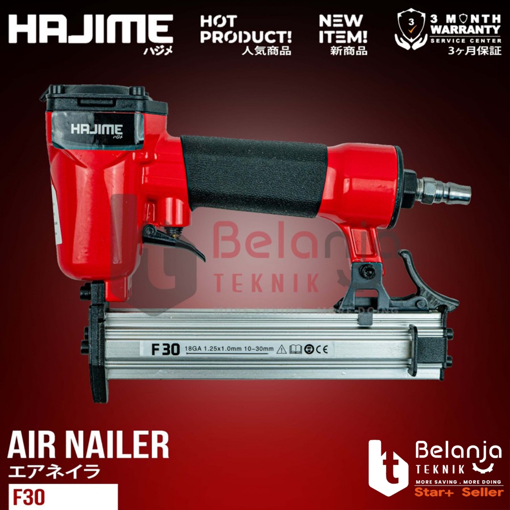 Jual Mesin Paku Tembak Angin Lurus Hajime F30 Air Brad Nailer Nail Staples Stapler Gun | Shopee ...