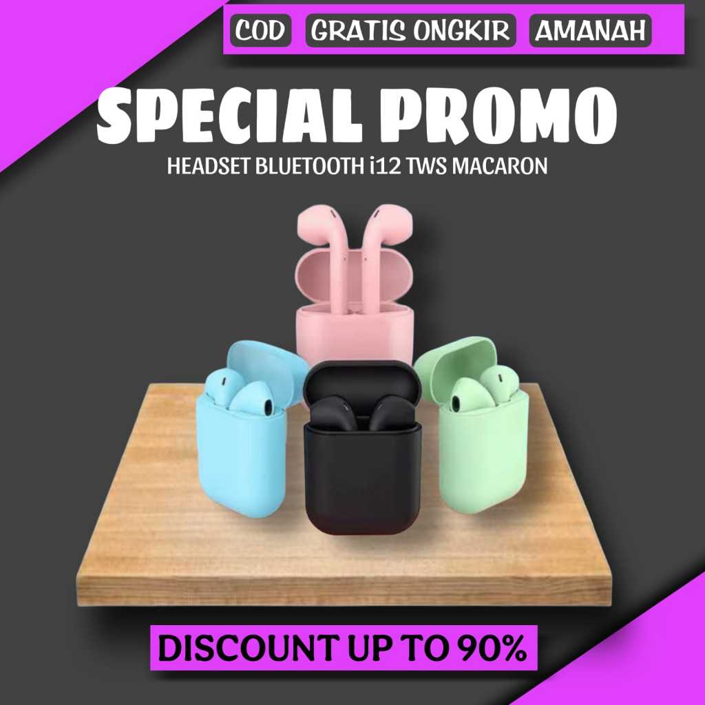 Jual Headset Bluetooth i12 TWS Inpods 12 Macaron Warna Macaron Wireless ...