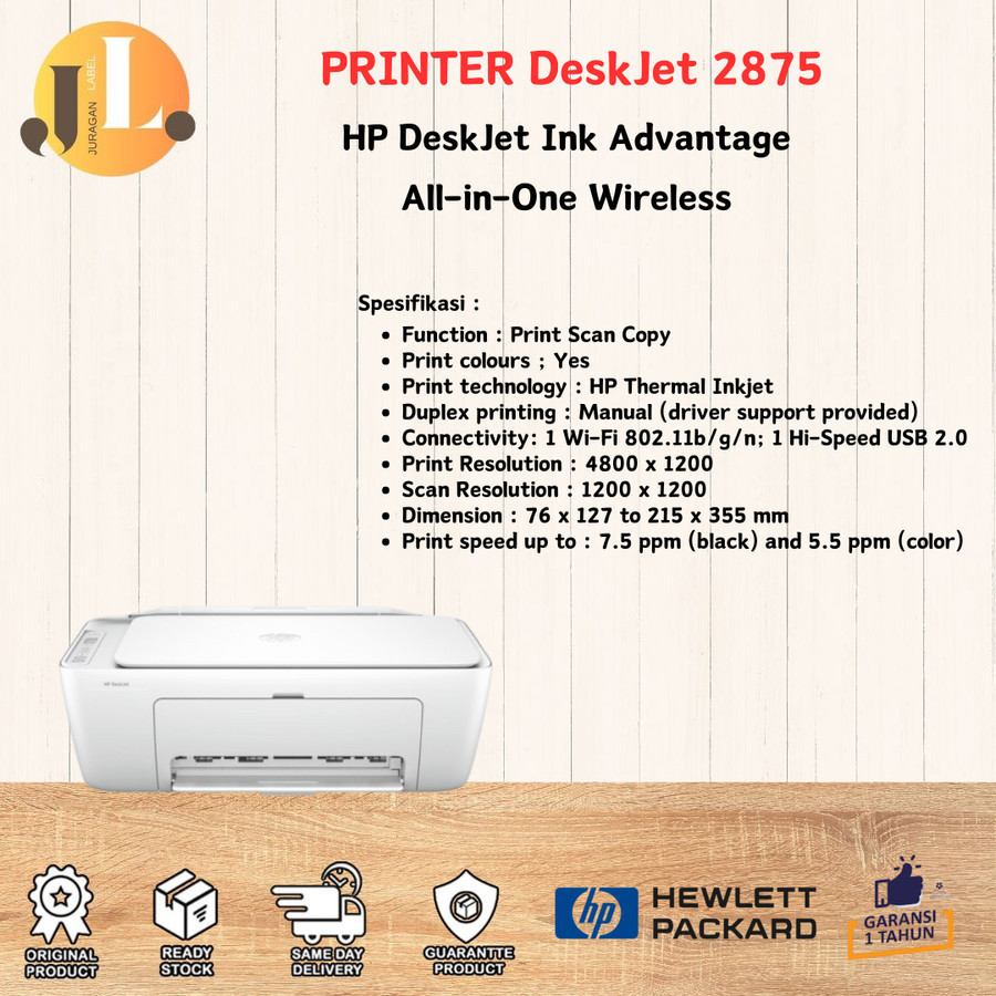 Jual PRINTER DeskJet HP2875 HP DeskJet Ink Advantage All-in-One 2875 Wireless White Garansi ...