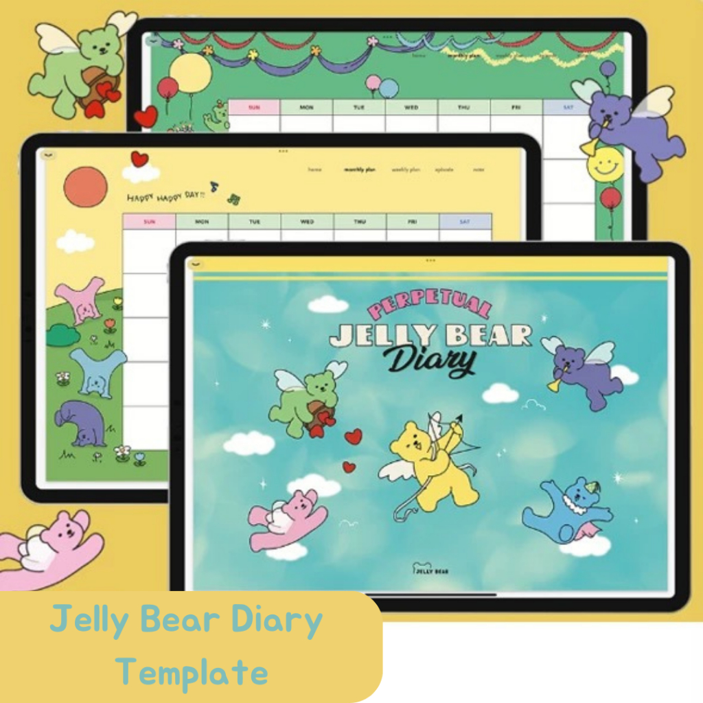 Jual Digital Planner Template Simple Cute -- Jelly Bear Diary Digital Template | Shopee Indonesia