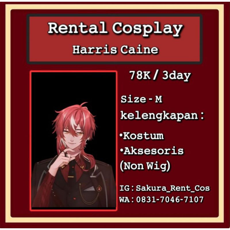 Jual Rental costume cosplay Harris Caine vtubers | Shopee Indonesia