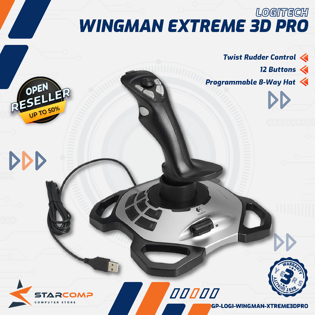 Jual Logitech Wingman Extreme 3D Pro Gamepad Joystick Flight Simulator ...