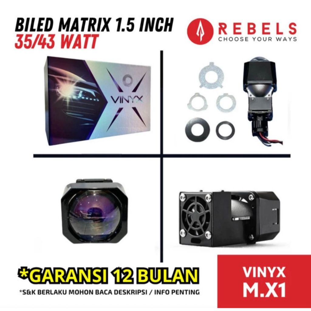 Jual Biled Mini Projie Vinyx X1 Matrix 1,5 Inch High/Low Beam Lampu ...