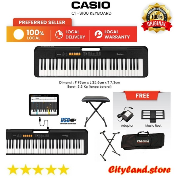Jual Casio Cts100/ Cts-100 Keyboard Casiotone 61 Keys Original | Shopee ...