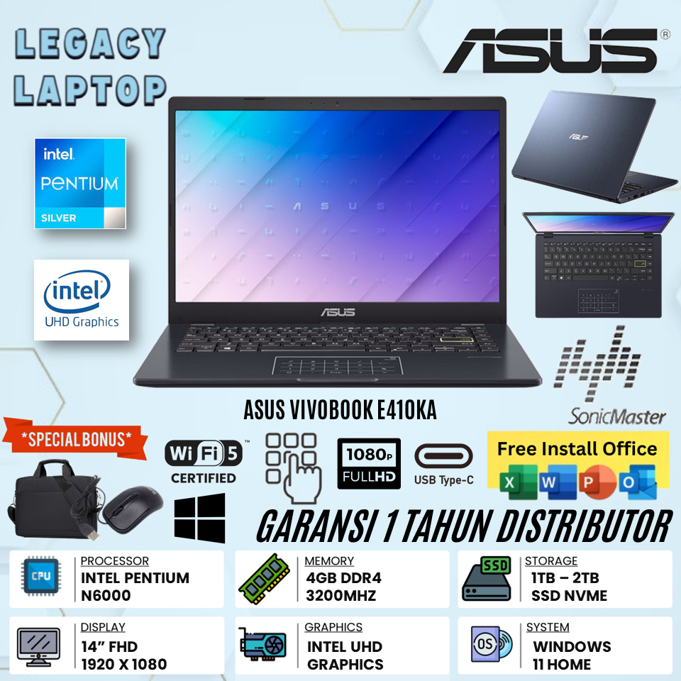 Jual Laptop Asus Vivobook Go 14 E410KA Intel Pentium SIlver N6000 Ram ...