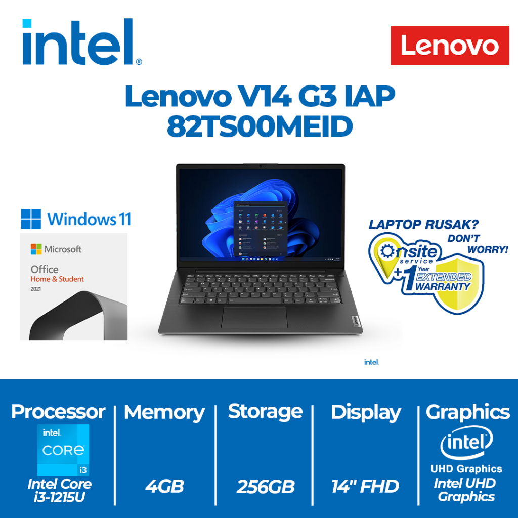 Jual Lenovo V14 G3 IAP 82TS00MEID [Intel Core i3-1215U / RAM 4/8GB / SSD 256GB / 14"FHD] - Grey ...