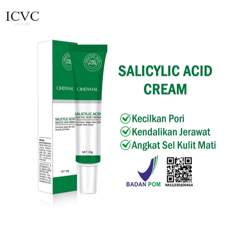 Jual BPOM CINDYNAL Salicylic Acid Krim Penghalus Pori-pori Asam ...