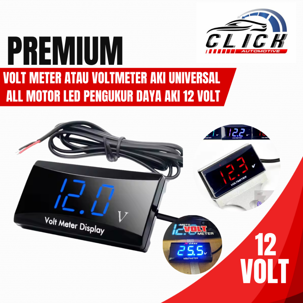 Jual Voltmeter Motor Digital Waterproof 12V – Indikator Tegangan Aki ...
