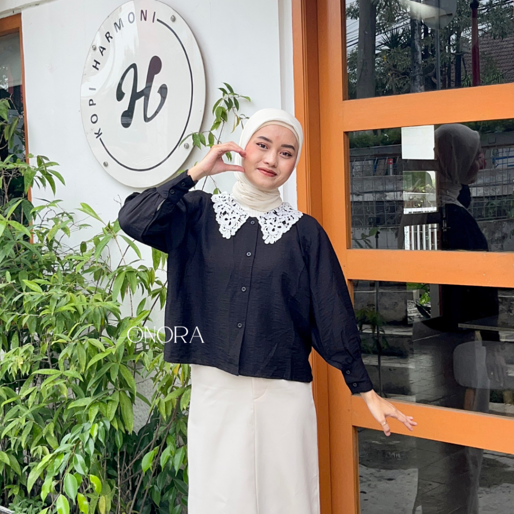 Jual Onora - Blouse Lenra Mix Renda Atasan Wanita | Shopee Indonesia