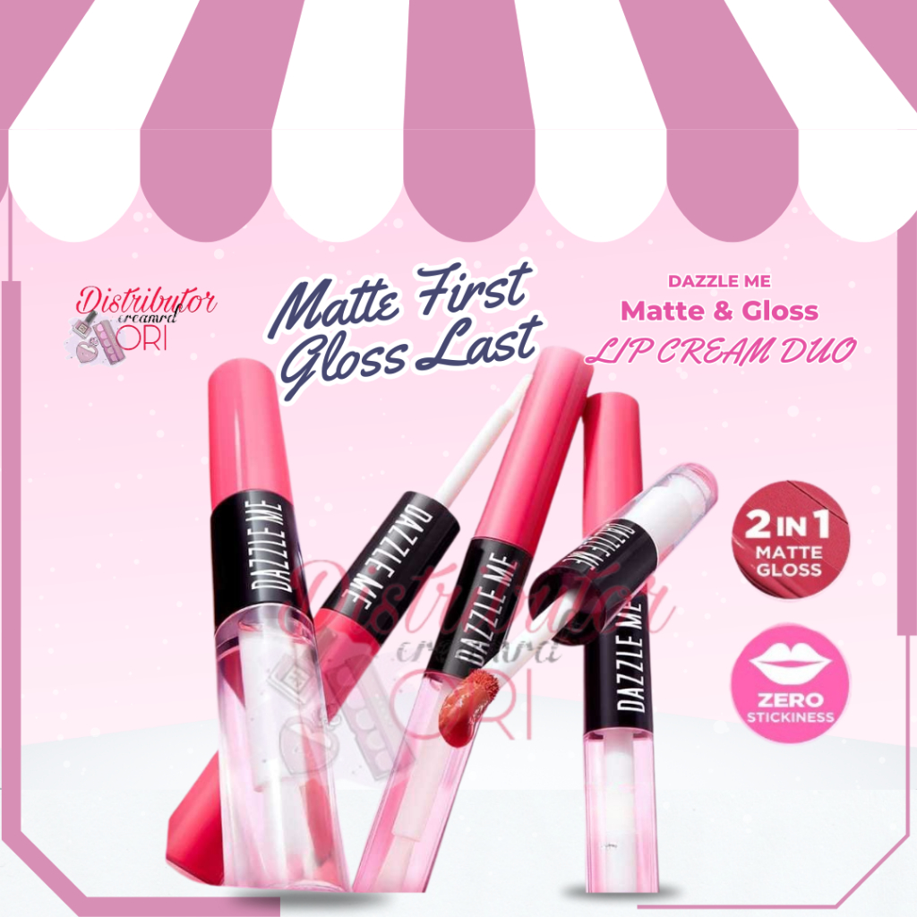 Jual DAZZLE ME Matte & Gloss Lip Cream Duo | 2in1 Lip Cream for Matte And Glossy Finish ...