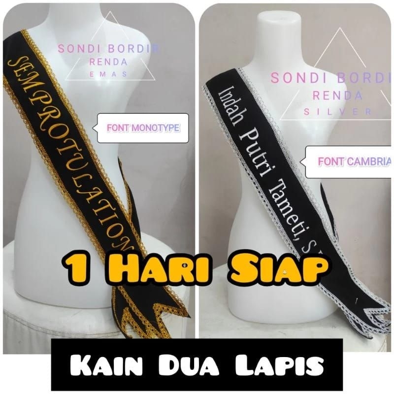 Jual Selempang Wisuda List Renda / Kain 2 Lapis Bordir Komputer ...