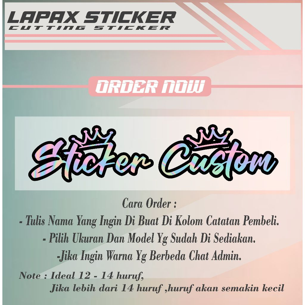 Jual Stiker Nama Custom Nama Mahkota Cutting Sticker nama Vriral ...