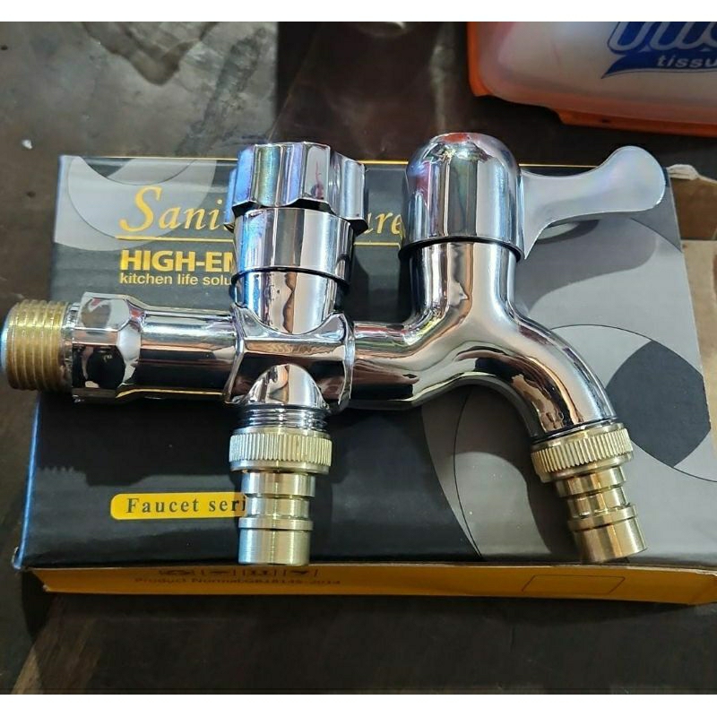 Jual Kran dobel / Kran Shower / Keran Cabang Stainless 1/2 Inch | Shopee Indonesia