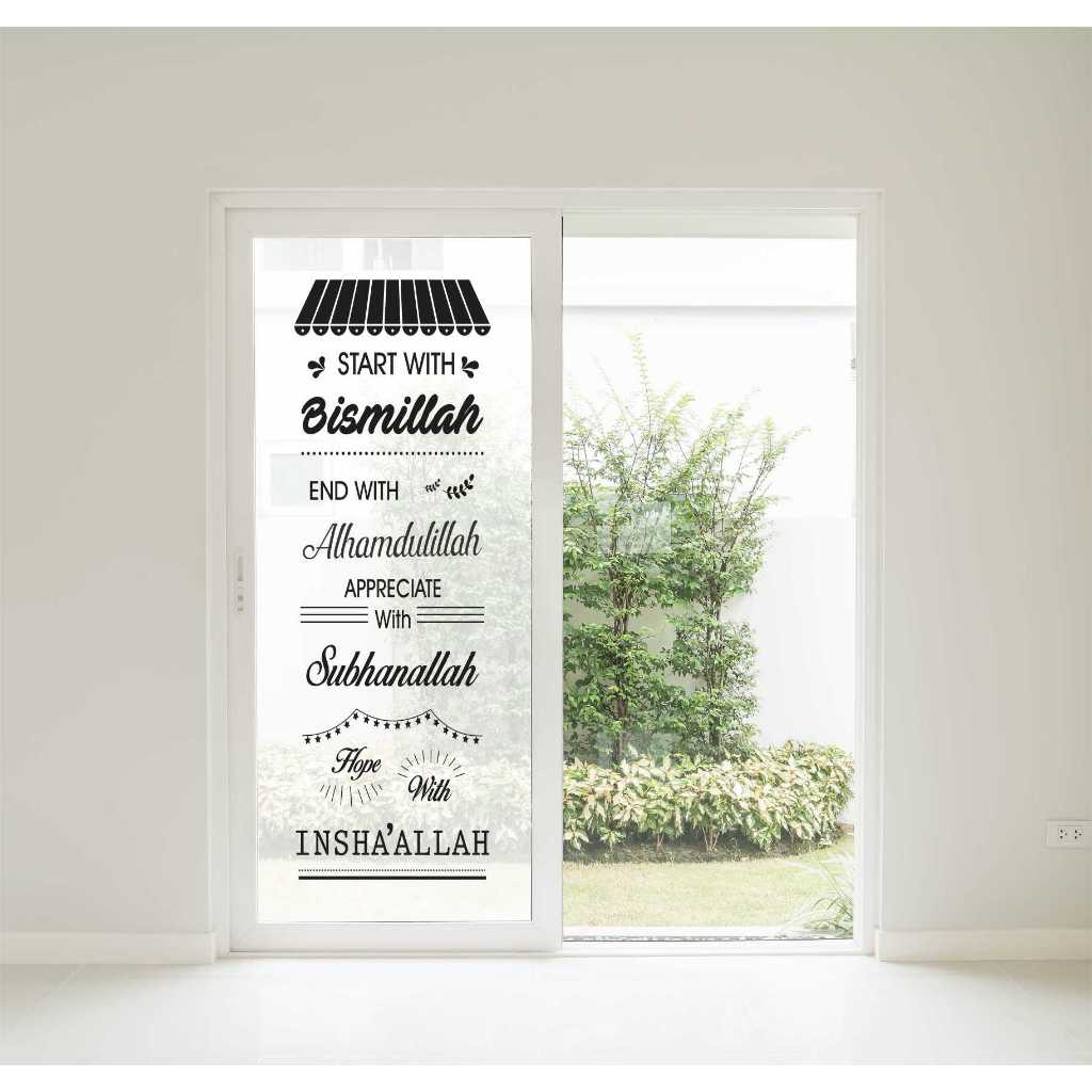 Jual PREMIUM WALL STICKER KACA START WITH BISMILLAH / STIKER KACA RUMAH ...