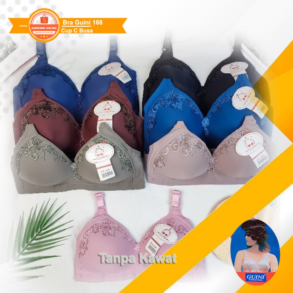 Jual Bra Guini 168 Cup C Busa Tanpa kawat Kait 3 | Cup Besar | Shopee ...