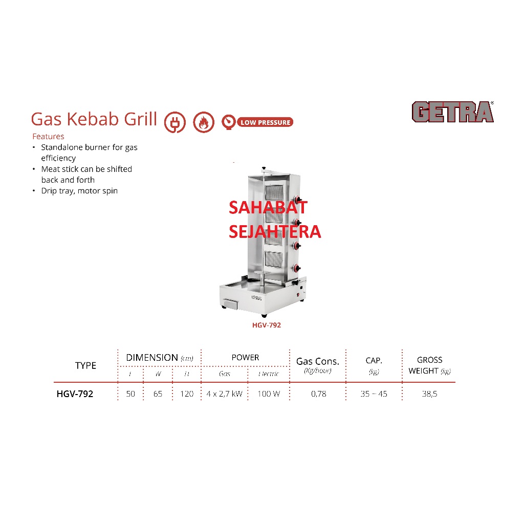 Jual GETRA Gas Kebab Grill HGV-792 Pembakar Daging Kebab | Shopee Indonesia