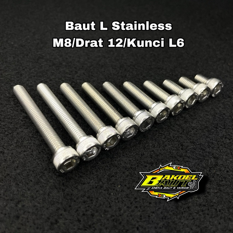 Jual Baut L Stainless Satuan Eceran Ukuran M8/Drat 12/Kunci L6 Asli Stainless Anti Karat ...