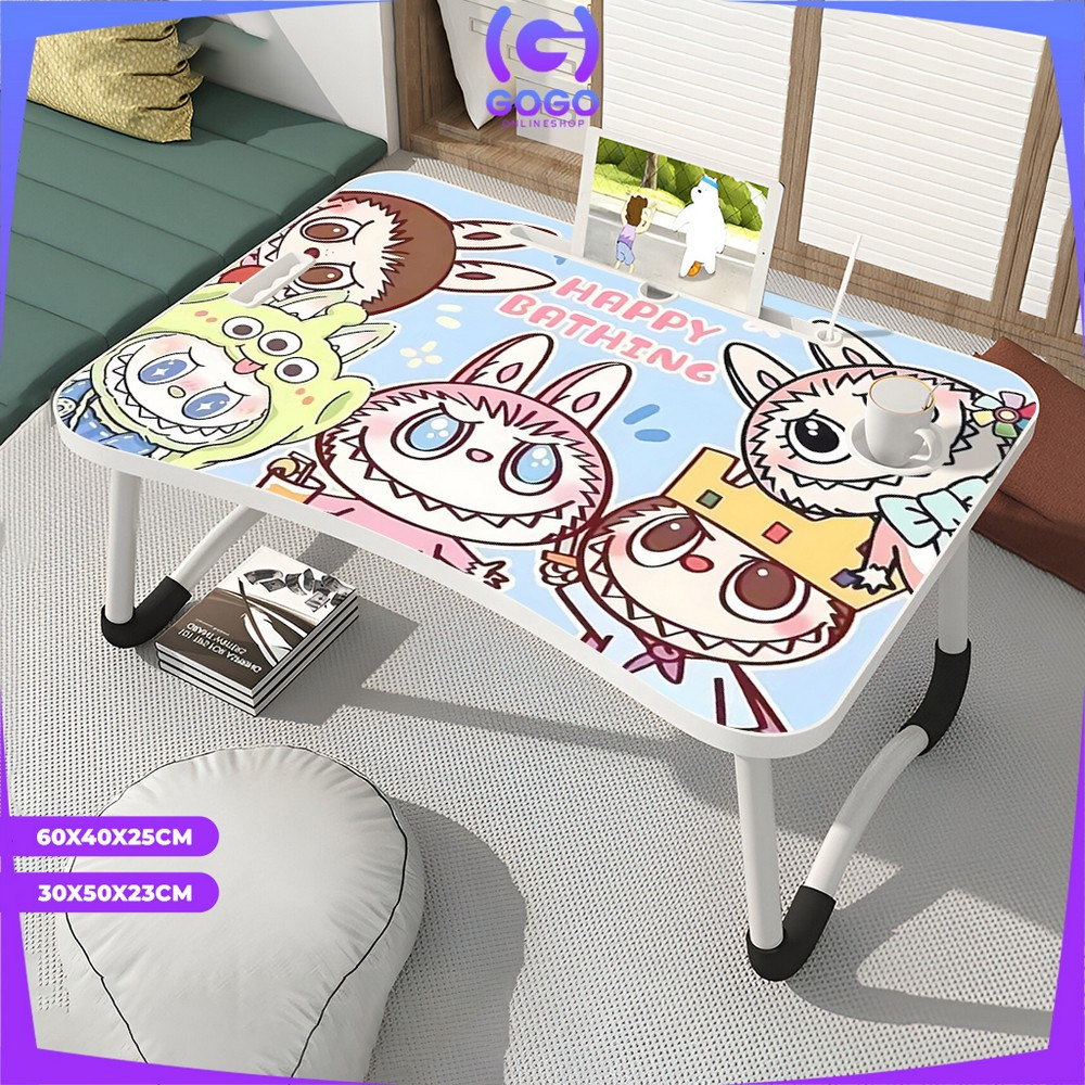 Jual GOGO-C1209 Meja Lipat Laptop Karakter Labubu Portable Meja Laptop ...