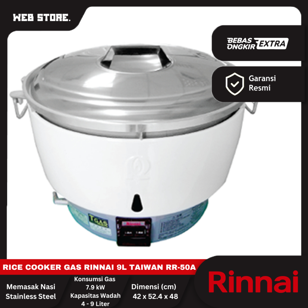 Jual Rice Cooker Gas RINNAI 9L Taiwan RR-50 A RR50A Penanak Nasi Jumbo ...