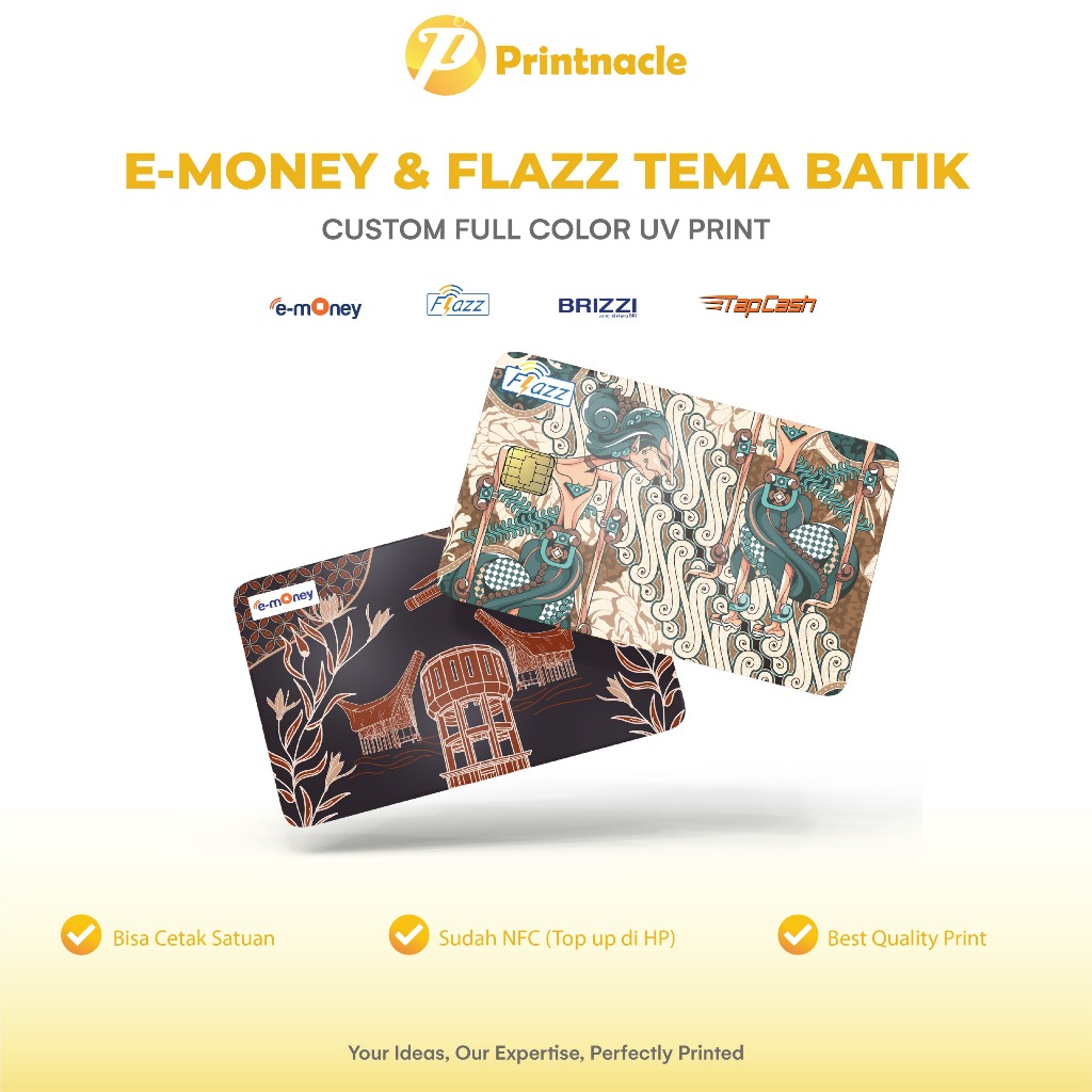 Jual E-Money & Flazz Tema Batik Custom Full Color UV Print TapCash ...