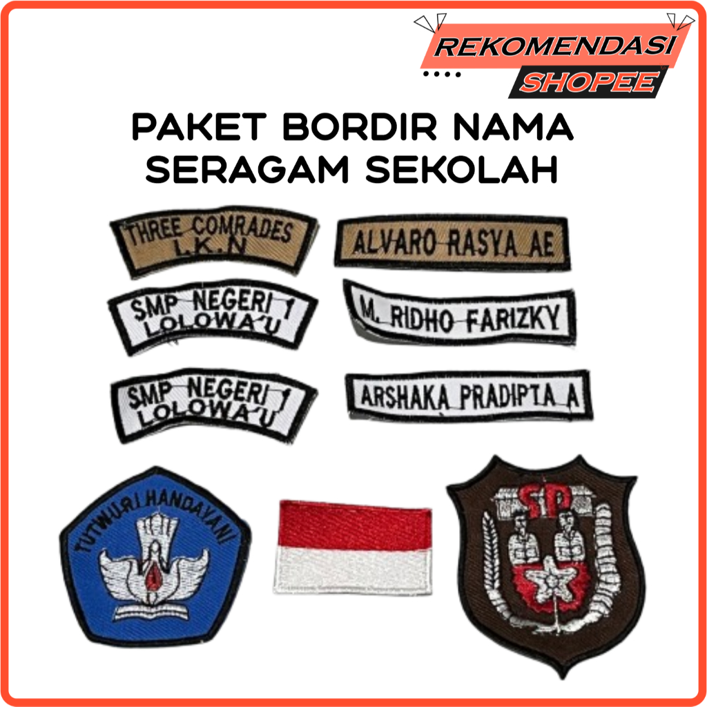 Jual [PAKET SD] Bordir Nama Satuan Seragam Sekolah Bordir Identitas ...