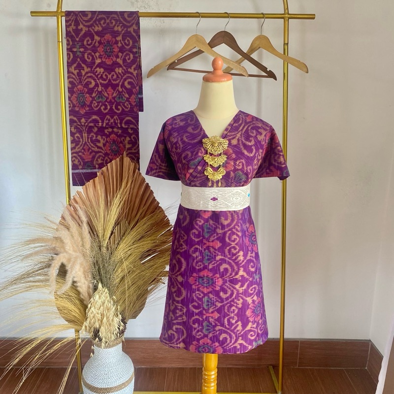 Jual KAIN TENUN ENDEK KHAS BALI MOTIF DOUBLE IKAT PATRA UNGU GRINGSING ...
