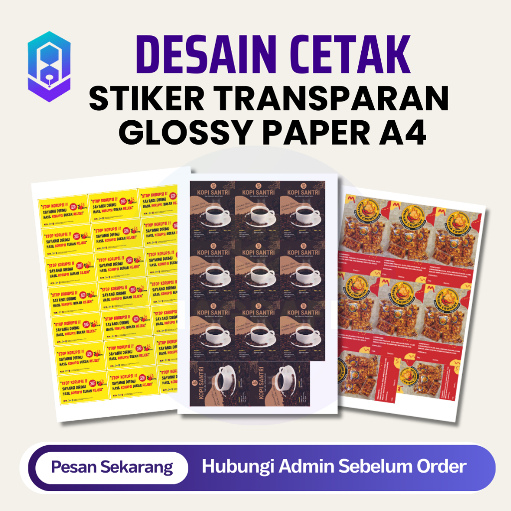 Jual Cetak Stiker Transparan / Stiker Glossy Paper Ukuran A4 | Free ...