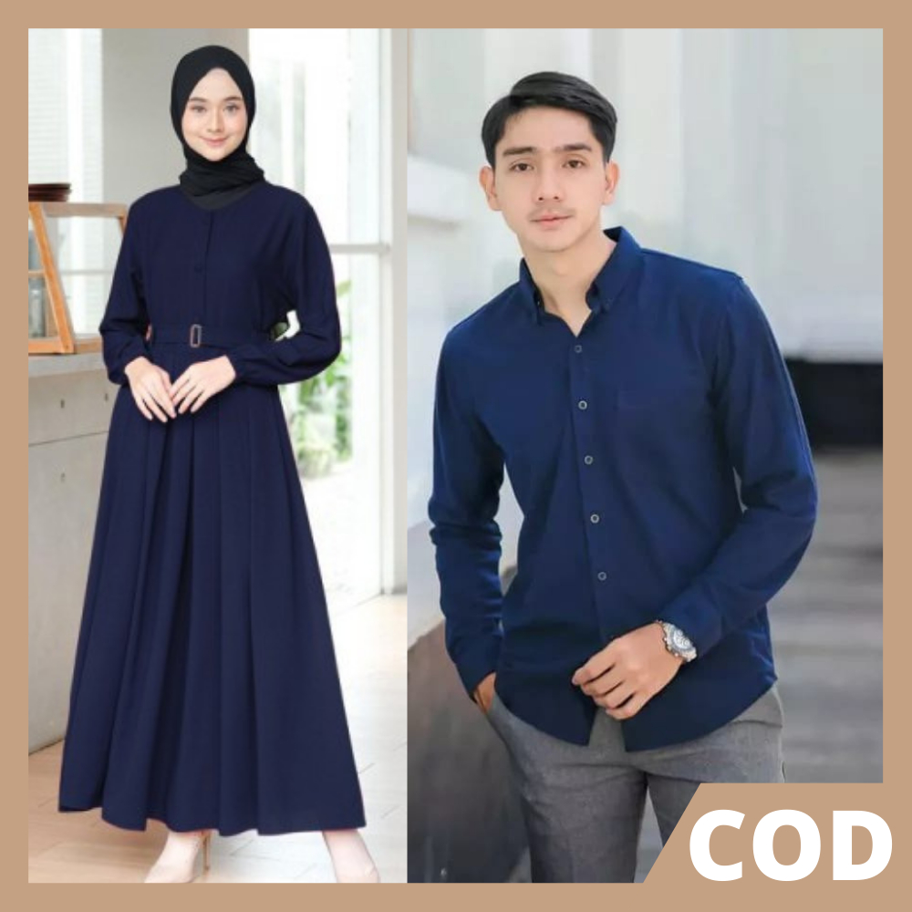 Jual GAMIS COUPLE PASANGAN SUAMI ISTRI TERBARU LEBARAN 2025 LENGAN PANJANG BIRU DONGKER BY WIRA ...