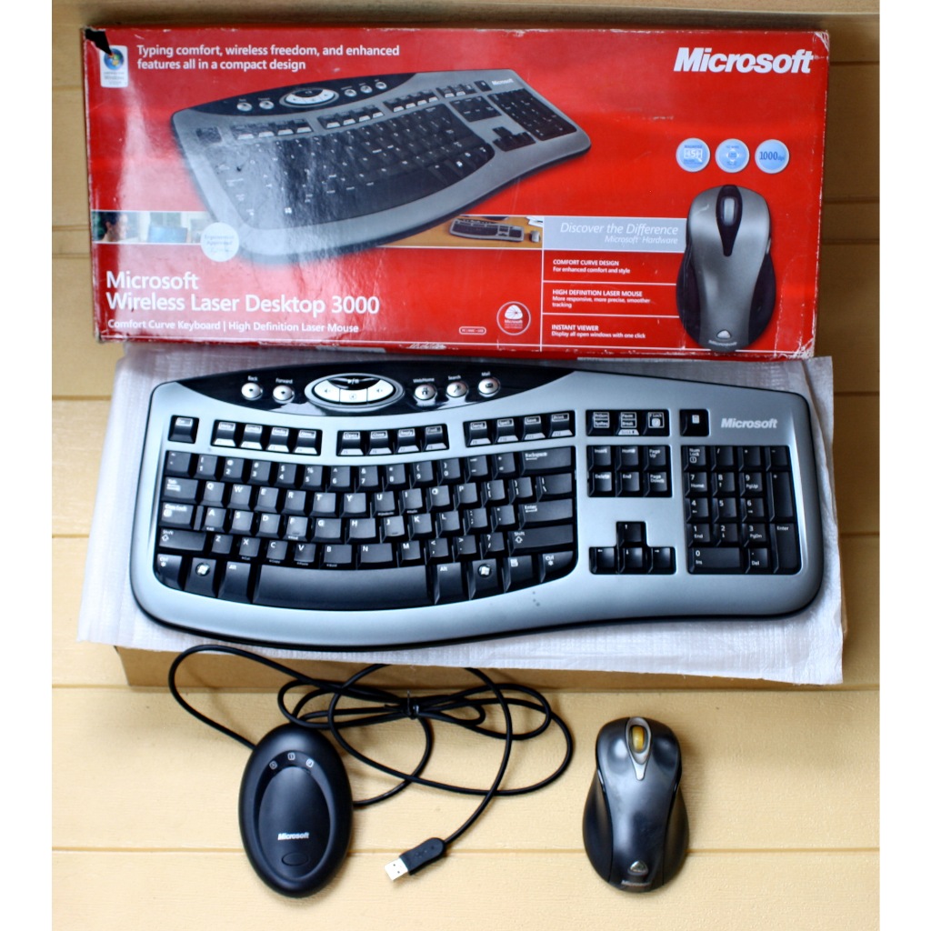 Jual KEYBOARD MOUSE MICROSOFT wireless keyboard 3000 model 1066 ADA DUS NORMAL ORIGINAL LANGKA ...