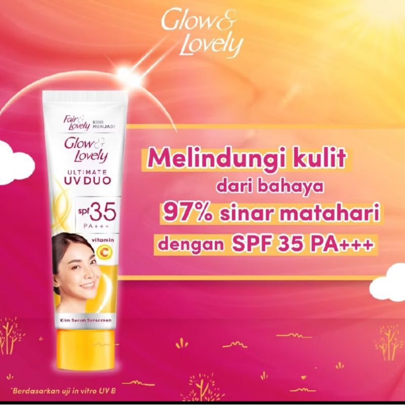 Jual Glow & Lovely Ultimate UV Duo Krim Vitamin C SPF 35 PA+++ 20g exp ...