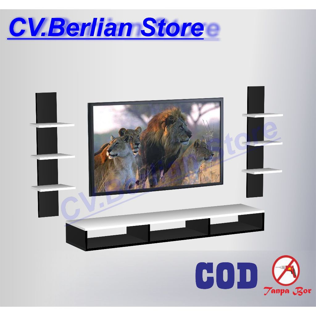 Jual (RTV008) Rak Tv 50 Inch - 55 Inch Minimalis Besar Tempel Dinding ...